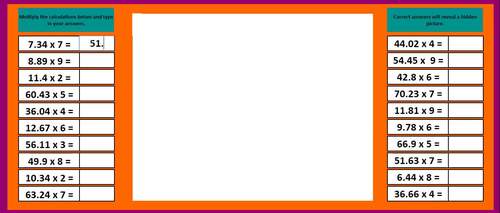 Thanksgiving/Autumn Decimal Multiplication Pixel Art Mystery Reveal