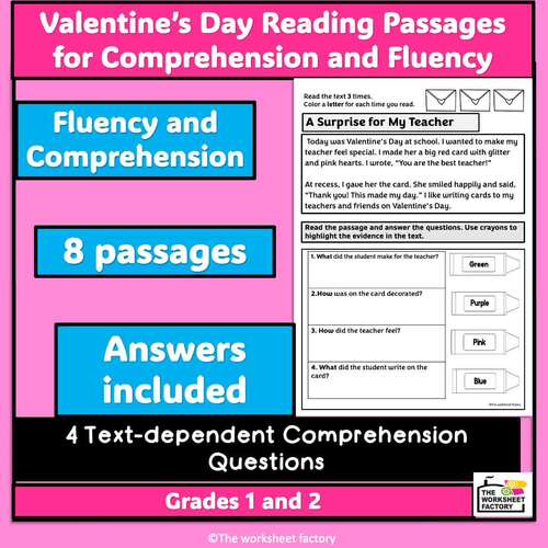 Valentine's Day Bundle Reading Comprehension and Copy the Sentences ...