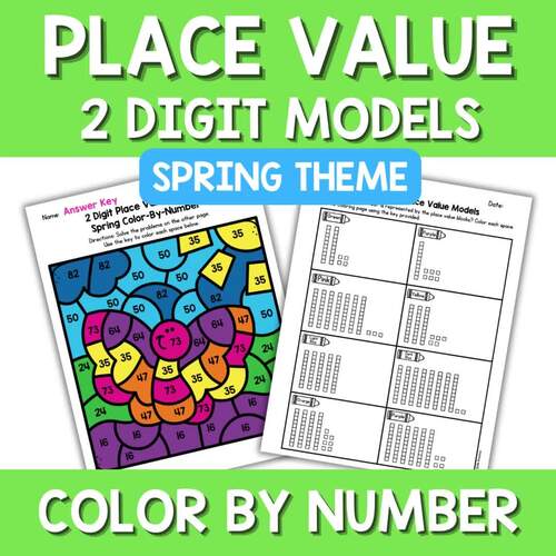 Spring Place Value Color by Number Code Digit Base 10 Blocks Butterfly ...
