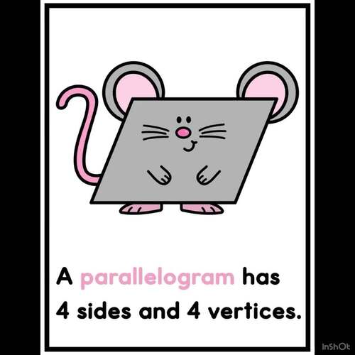 2D Shapes Posters | Shape Names, Sides & Vertices | Mouse Theme | TPT