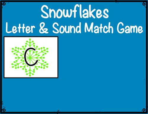 Snowflake Themed Upper & Lowercase Letter & Sound Match Game | TPT
