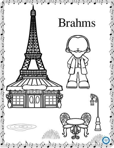 Music Coloring Pages, Classical Composers in Paris, Grades k - 3