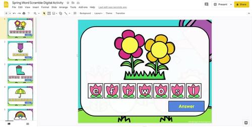 Spring Interactive Word Scramble for Google Slides by The Primary Emporium