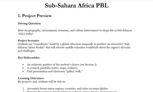 Sub-Sahara Africa Project by PBL History & Civics | TPT