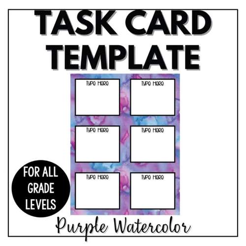 Task Card Template - Purple Watercolor by Jillian Fernandez | TPT