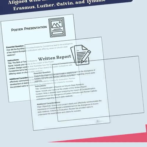 Reformation Figures PBL Choice Board: Theological & Political Ideas ...