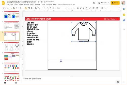 Ugly Christmas Sweater Design and Writing Digital Glyph Activity