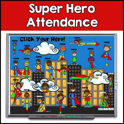 Superhero Editable Digital Attendance PowerPoint Presentation by Emily Ames