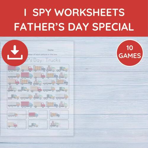 Father's Day Theme: 11-Page I Spy Printable Activities Preschool ...
