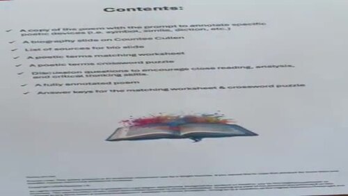 Complete high school level ELA Lesson on Countee Cullen's "Saturday's ...