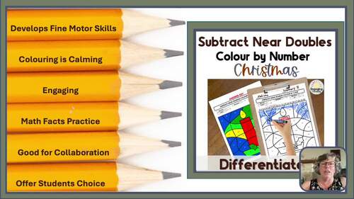 Christmas Near Doubles Color-by-Code Subtraction Within 20 Math Worksheets