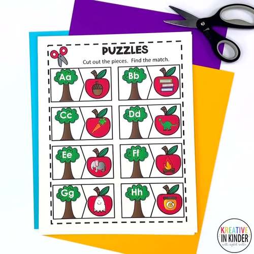 Beginning Sounds Puzzles Literacy Center Phonics Activity by Kreative ...