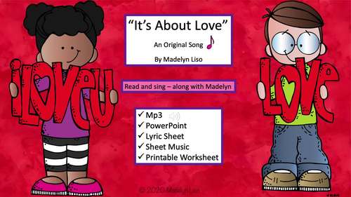 It's About Love Song/Mp3, PowerPoint, Sheet Music, Lyric and Worksheet