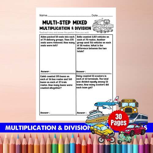 Grade 5 Multi-Step Multiplication & Division Word Problems ...
