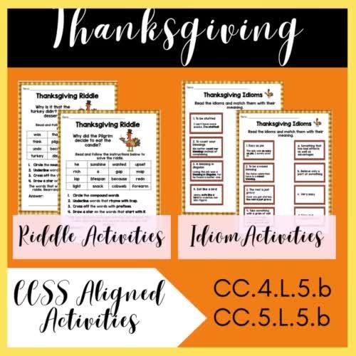 THANKSGIVING Worksheets and Activities for 3rd, 4th, and 5th Grade | NO ...
