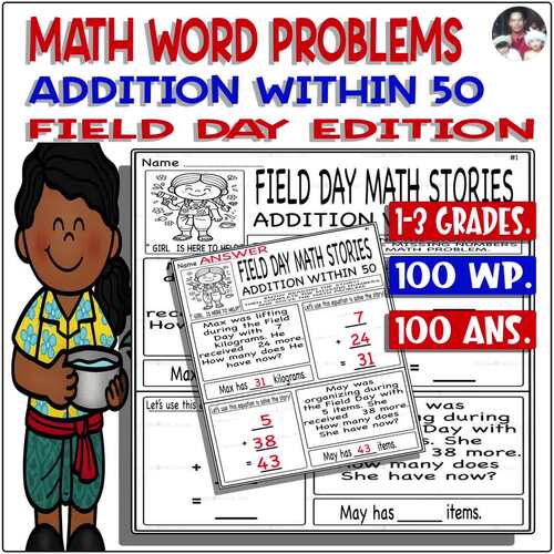 FIELD DAY Addition Word Problems Within 50 - Start Joy Boost Way Train ...