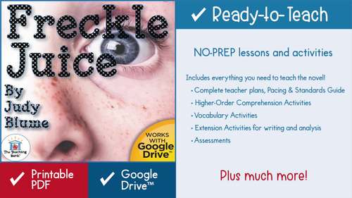 Freckle Juice Novel Study Book Unit by The Teaching Bank | TPT