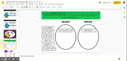 Digital Word Work: Syllable Types- VCCCV by SkatingThroughLiteracy