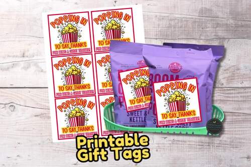 Teacher Appreciation Popcorn Gift Tags | Printable Thank You Tags