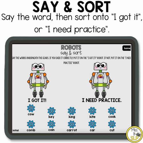 Robots Articulation Say & Sort - Digital Speech Progress Monitoring