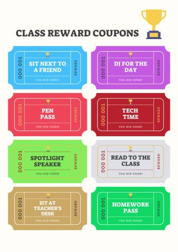 Class Reward Coupons by TeacherUP | TPT