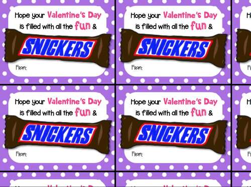 Snickers Valentine's Day Gift Tag- Hope your Valentine's Day is filled ...