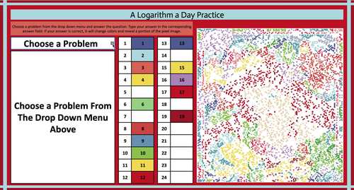 A Logarithm A Day #3 - Log Practice Task Cards -- Digital Pixels