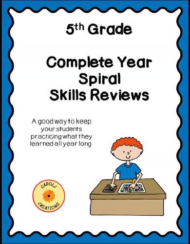 5th Grade Math Spiral Reviews Progressive by Topic Complete Year