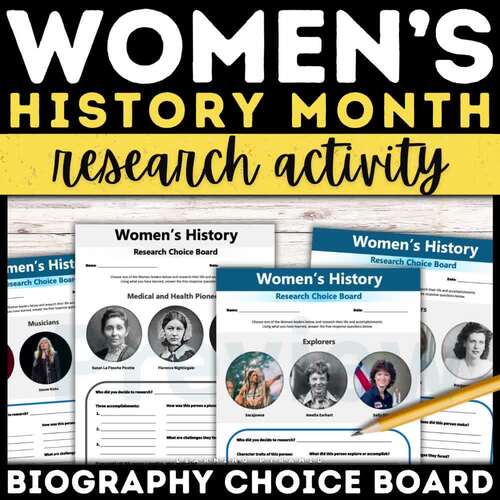 Women's History Month Women Leaders Research Biography Report Activity ...