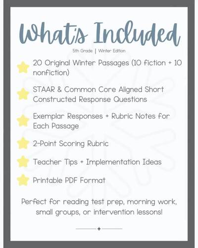 WINTER READING PASSAGES + SHORT CONSTRUCTED RESPONSE QUESTIONS | SCR ...