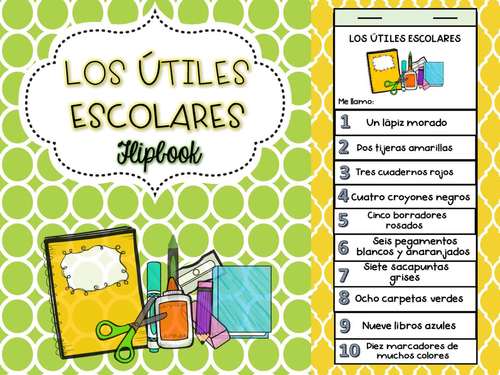 Los Útiles Escolares Flipbook by Senorita Profe | TpT