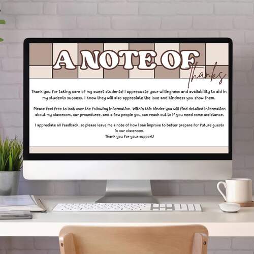 Printable Substitute Binder| EDITABLE | Google Slides| Retro boho Classroom