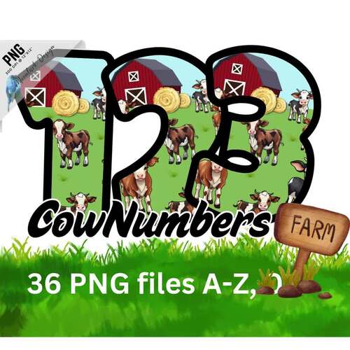 Printable Farm Animals Bulletin Board Letters and Numbers, PNG files, 9 ...