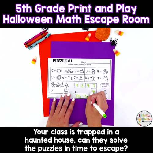 5th Grade Halloween Math Escape Room Breakout Activity Multiplication
