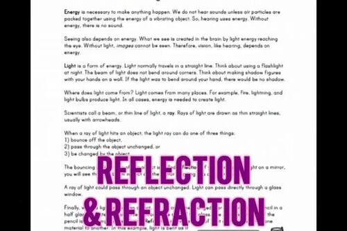 Physical Science Comprehension Word Document Light, Heat, Electricity ...