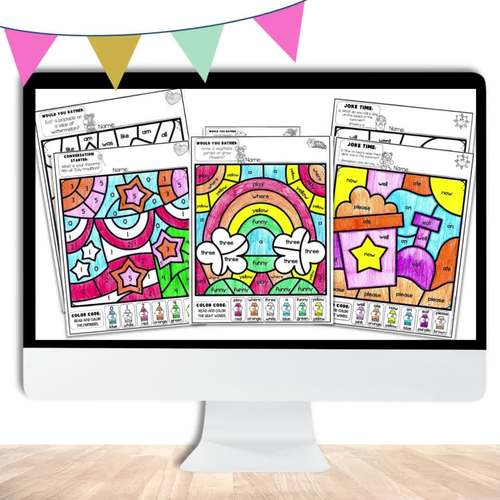 Color by Code Sight Words Editable Holiday and Seasonal Bundle | TpT