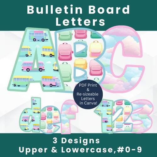 Back-to-School Pastel Bulletin Board Letters, Instant Download and Re ...
