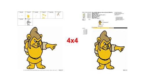 Gruff Gummi Bear cartoon character angry pointing embroidery designs ...