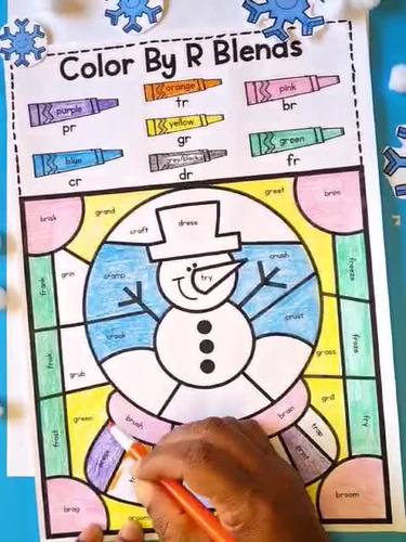 Winter Initial Blends | Color by Code | R Blends | Winter Coloring