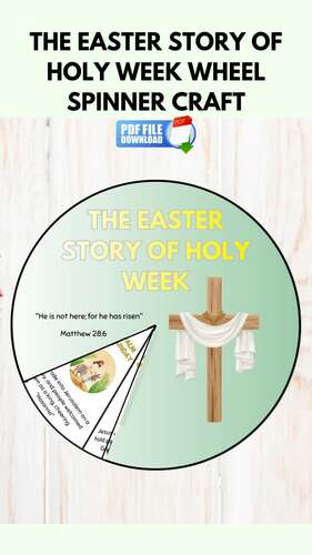 Holy Week Bible Wheel Craft, Easter Story Spinner, Christian Activity, PDF,
