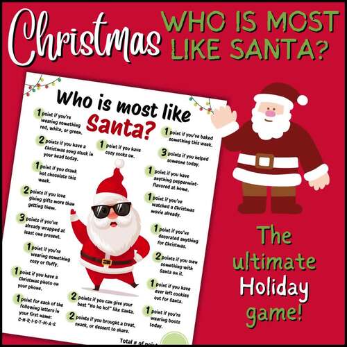 Who’s Most Like Santa Game | Printable Fun Holiday Party Game for Kids ...
