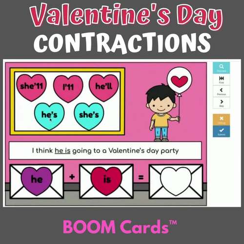 Valentine's Day BOOM Cards™ Practice Using Contractions | TPT