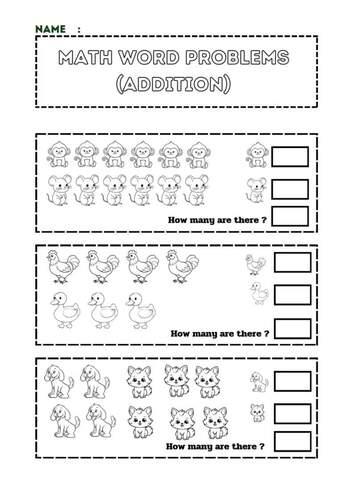 1st Grade Word Problems Math Worksheets Addition & Subtraction within 20