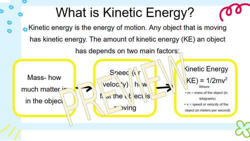 Kinetic Energy Google Slides Student Notes Graphing wks and Homework Bundle