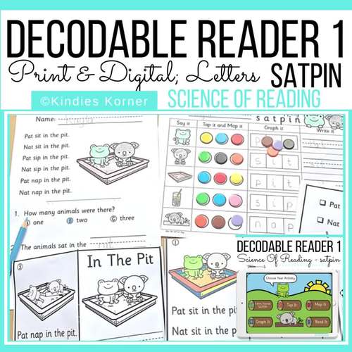 Decodable Readers Kindergarten SATPIN Letters Science of Reading Print ...