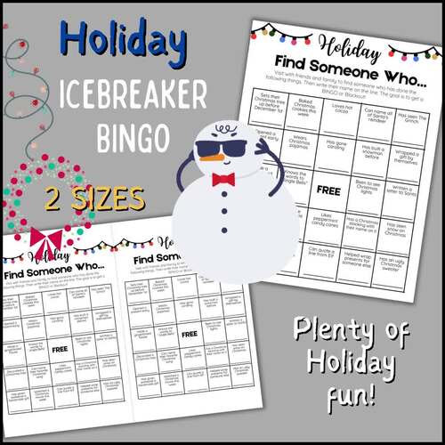 Holiday Find Someone Who Game | Human Bingo for Kids & Adult Parties ...