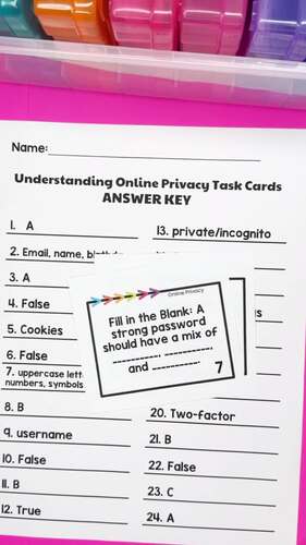 Understanding Online Privacy Printable Task Cards for Digital Citizenship