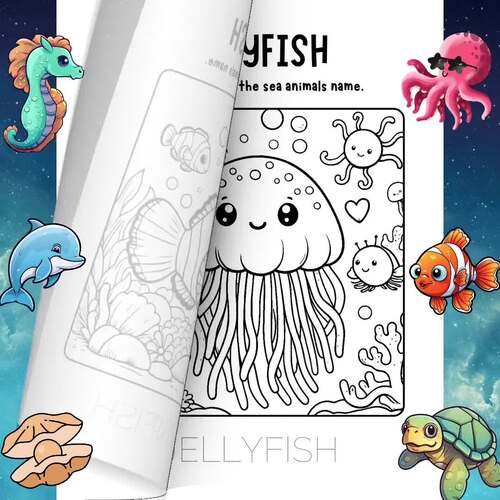 Coloring Pages Sea Animals, PreK & Kindergarten, English Language Arts
