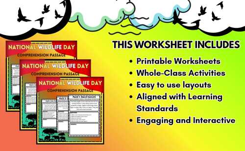 National Wildlife Day Reading Comprehension Passages |20 Short Texts ...