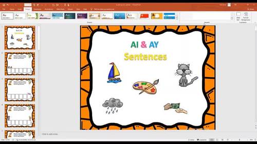 AI & AY Vowel Teams Sentences for Google Slides Distance Learning